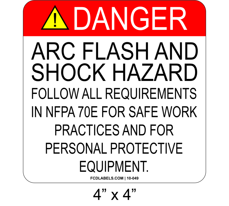 4" x 4" | Danger Arc Flash And Shock Hazard | Aluminum Danger Sign – FCDLabels