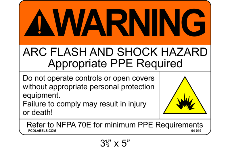 3.5" x 5" | Warning Do Not Operate Controls | ANSI Arc Flash Labels – FCDLabels