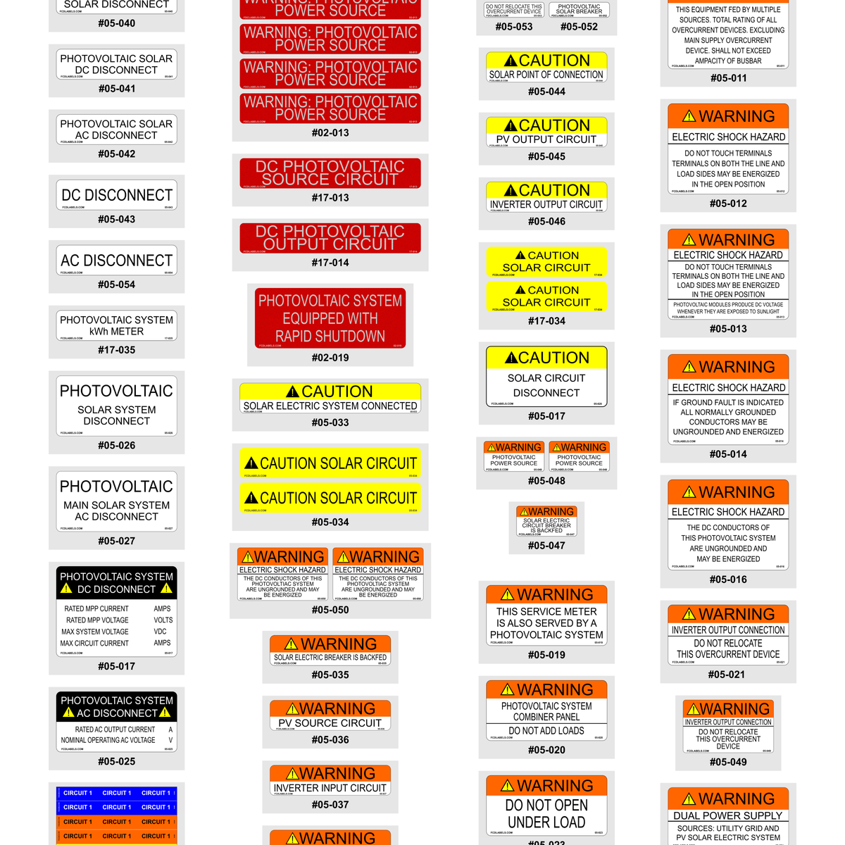 NEC 2014 Label Pack | 55 Qty Solar Labels – FCDLabels