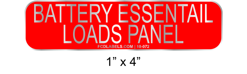 1" x 4" | Battery Essential Loads Panel | Energy Storage Signs – FCDLabels