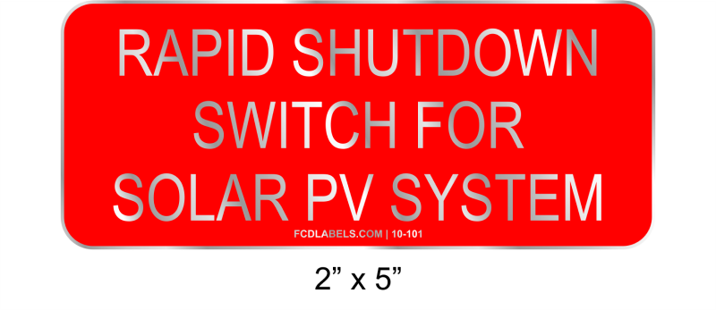 2" x 5" | Rapid Shutdown Switch for Solar PV System | PV Aluminum Signs ...