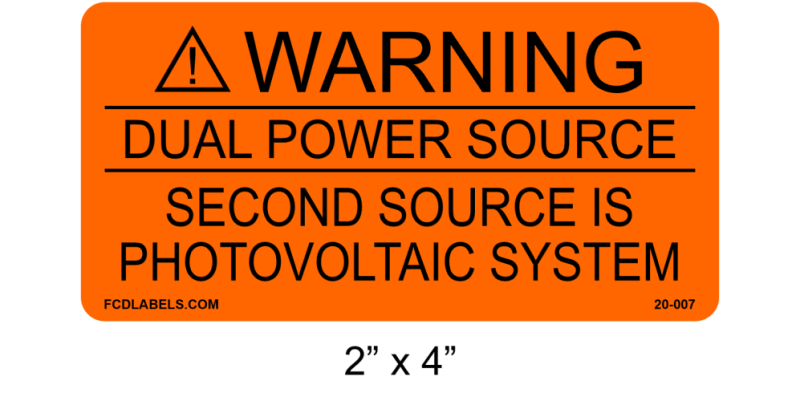 2" x 4" Orange & Black | Dual Power Source | Solar Warning Labels ...