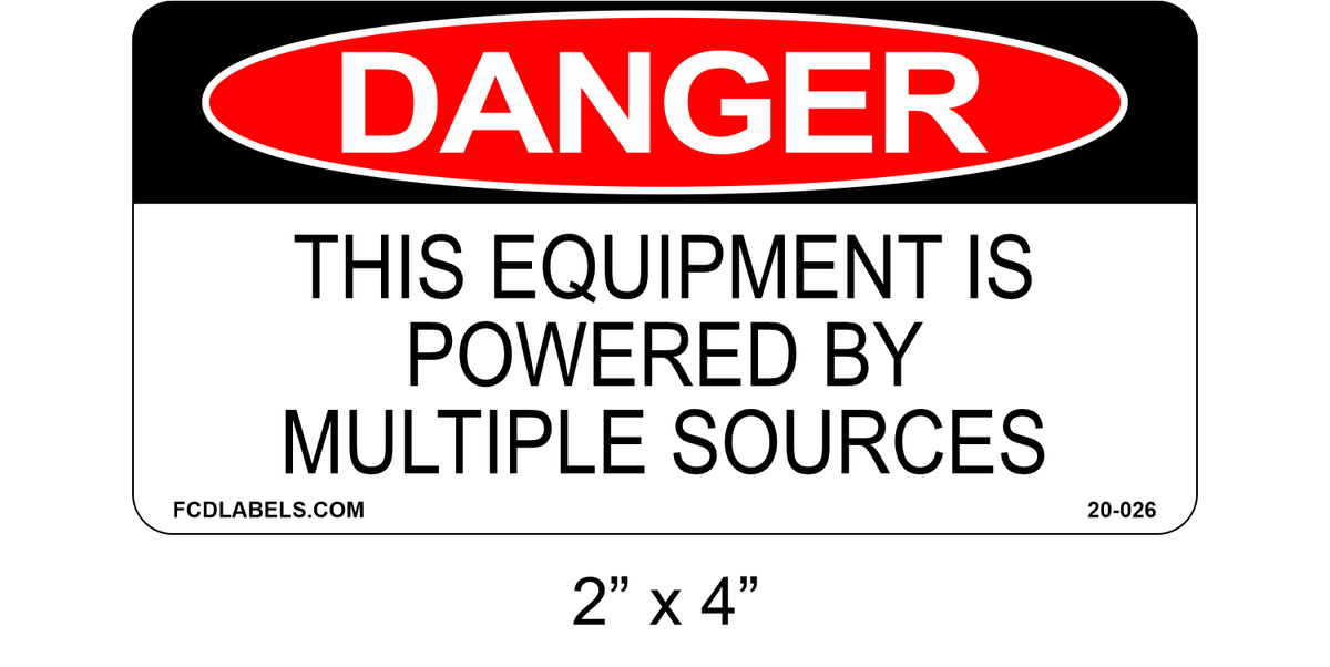 2" x 4" | Danger Multiple Sources | Energy Storage Danger Labels ...