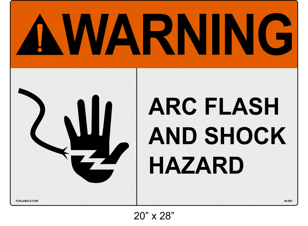 3.5" x 5" | ANSI Warning Arc Flash and Shock Hazard | Hand Symbol ...